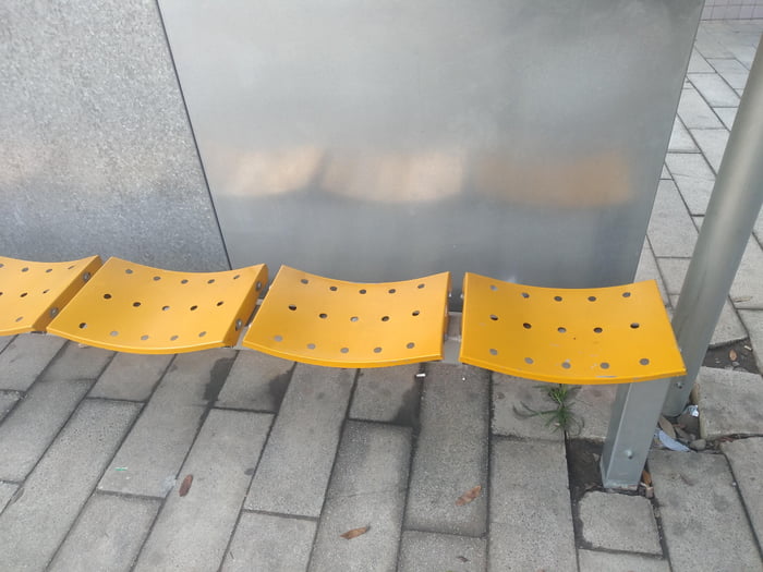 Anti-poor bus stop benches. - 9GAG