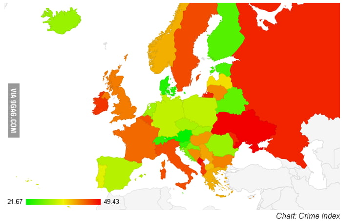 Europe: Crime Index Mid 2016 - 9GAG
