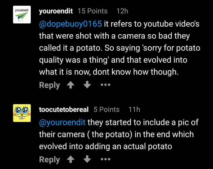 Ever asked yourself why the potato in the end of long posts? Have your aswer here. - 9GAG