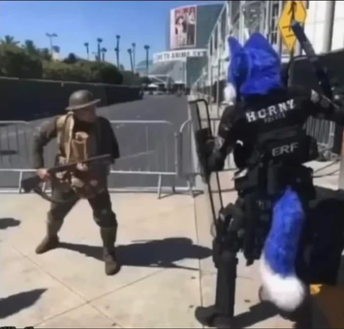 Greg, slayer of all beasts, and his archrival, K9. - 9GAG