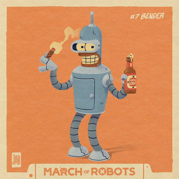 March of Robots day 7 Bender from Fururama - 9GAG