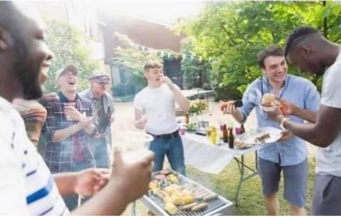 Interesting observation: Men can hang around like this for hours and ...