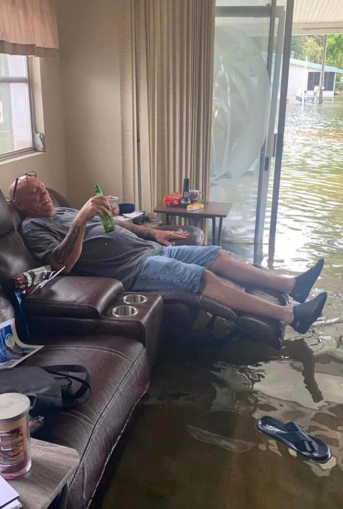 Florida Man during a flood from the Hurricane - 9GAG