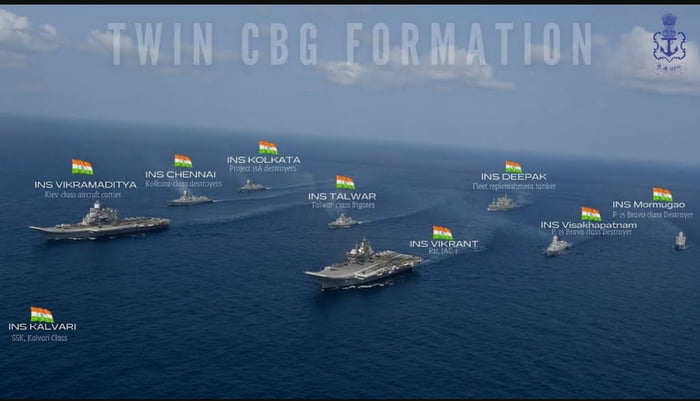 Twin aircraft carrier strike groups in action by the Indian Navy - 9GAG