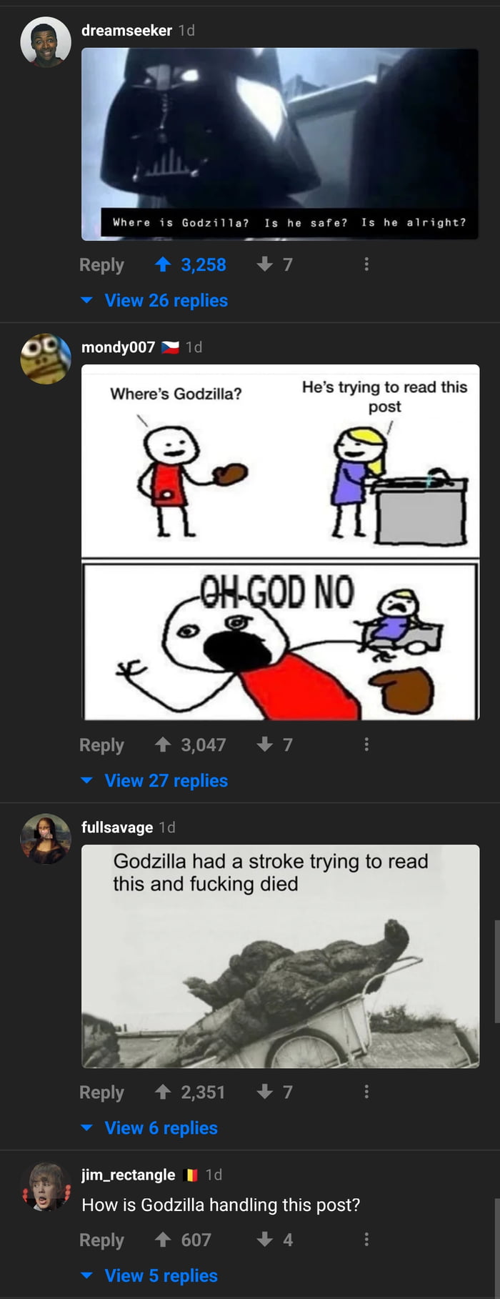When you post something really bad and godzilla tries to read it - 9GAG