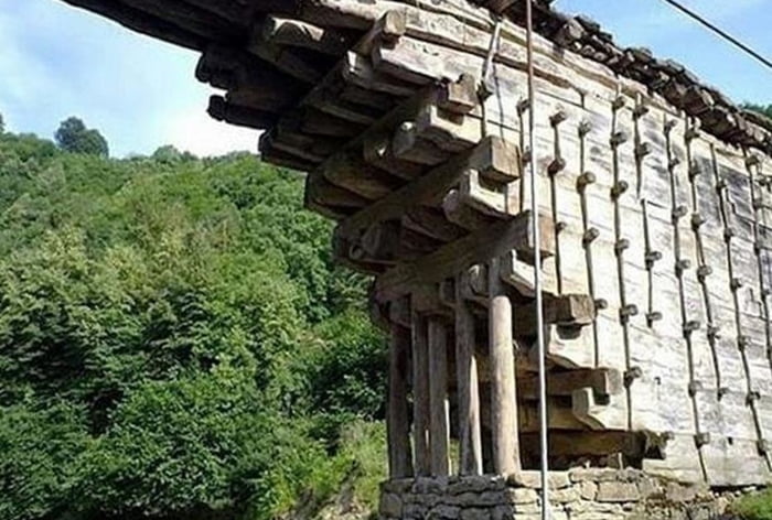 Old wooden bridge built without a single nail. The bridge is 800 years ...
