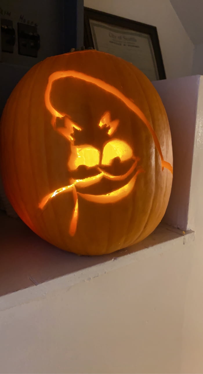 Made a menacing Patrick pumpkin this year - 9GAG