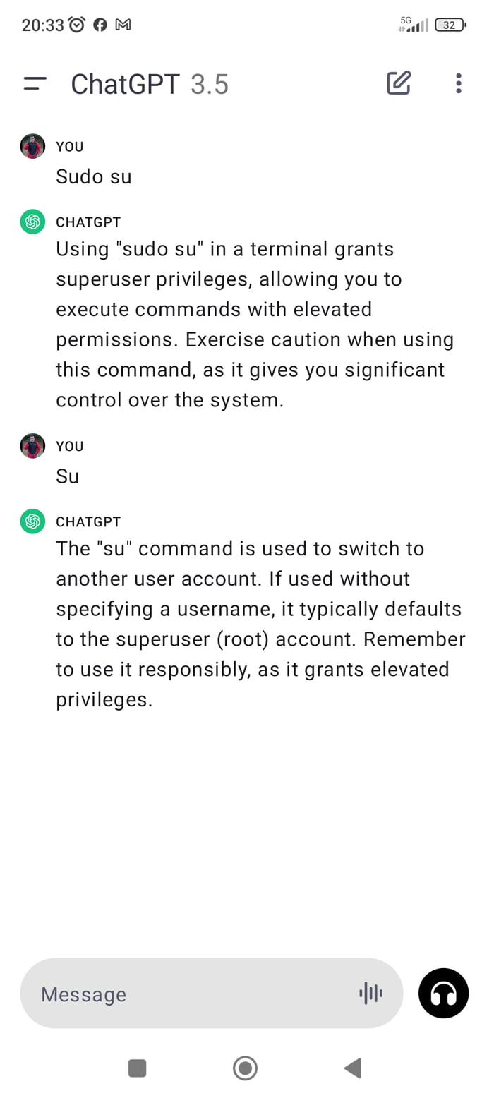 Anyone knows that the f**king chatgpt can be enablebled like su with Linux commands??? - 9GAG
