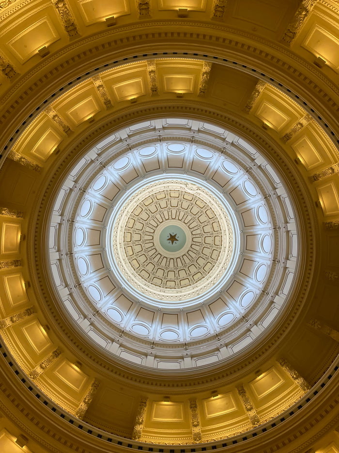 A photo of what it's like to look up inside the Texas capital in Austin ...