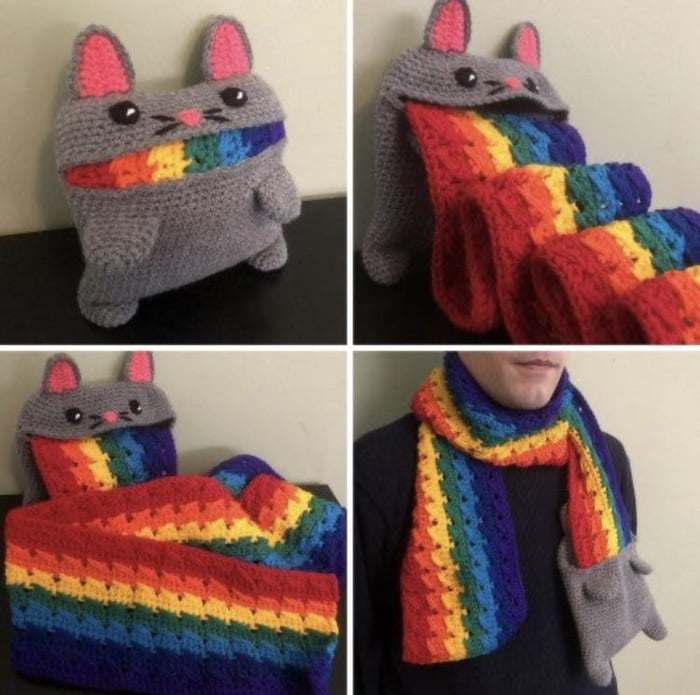 Rainbow cat barfing - 9GAG