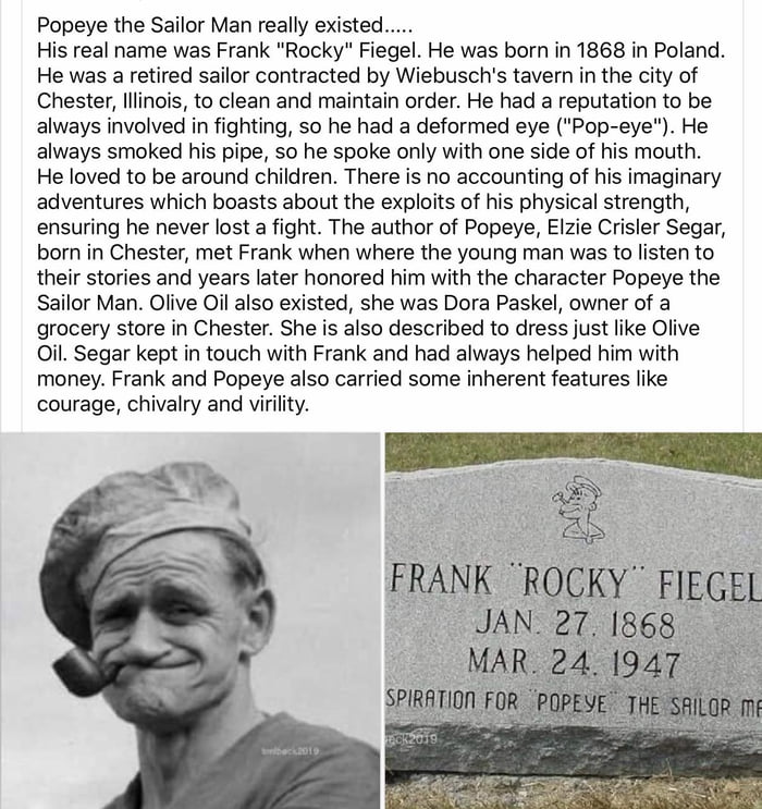 Pop-Eye was real, here’s his back story.... - 9GAG