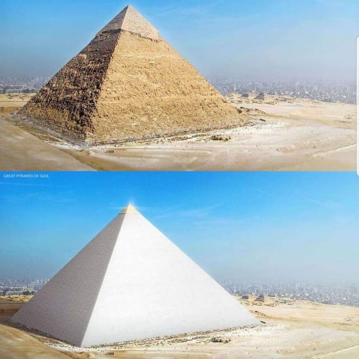 This is how the pyramids originally looked like. They were plated with ...