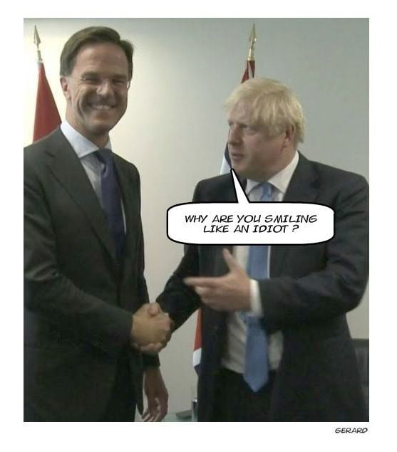 Mark Rutte welcoming Boris Johnson - 9GAG