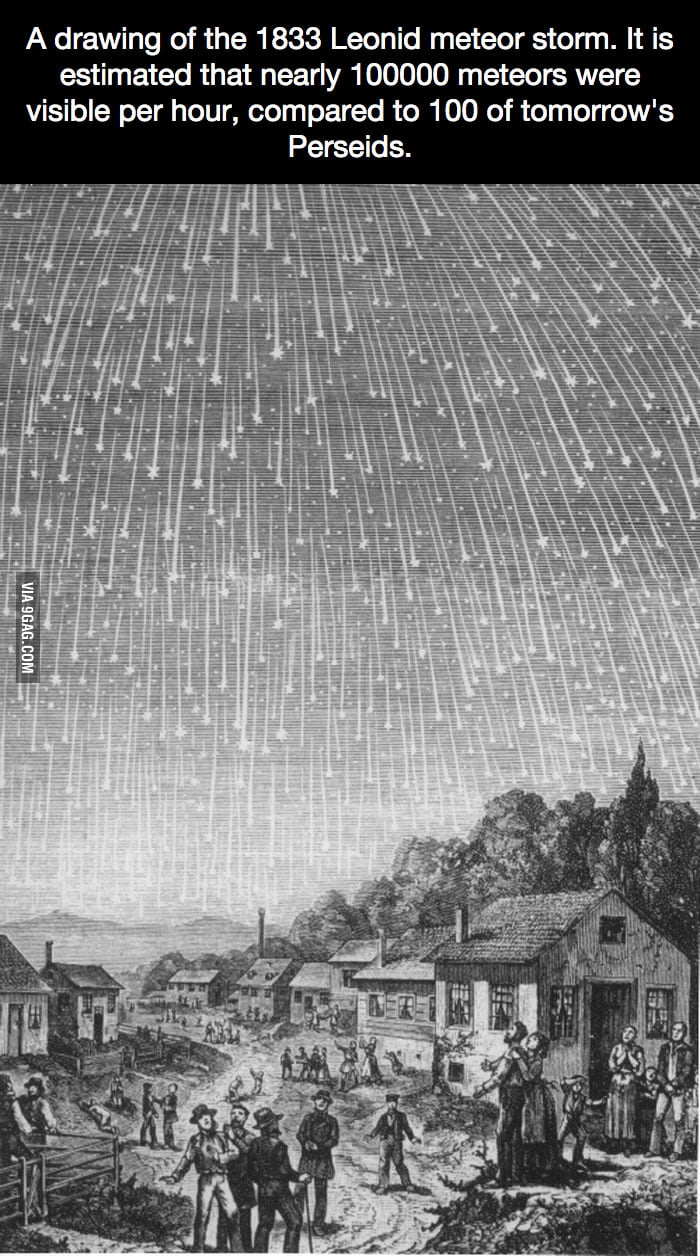 A drawing of the 1833 Leonid meteor storm. - 9GAG