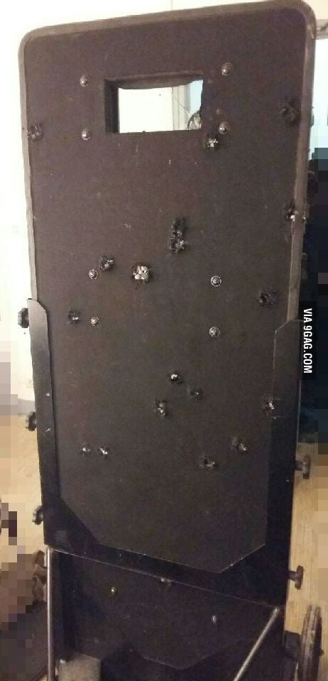 Ballistic shield of the French police after the raid on the Bataclan ...