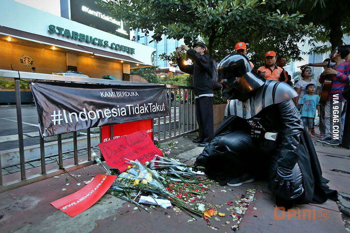 Darth vader mourning for the victim in indonesia - 9GAG