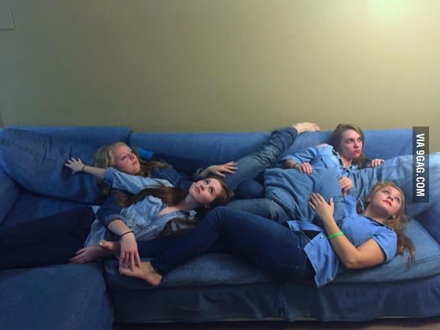 So my roommates and I got a denim couch, we figured this was the next ...