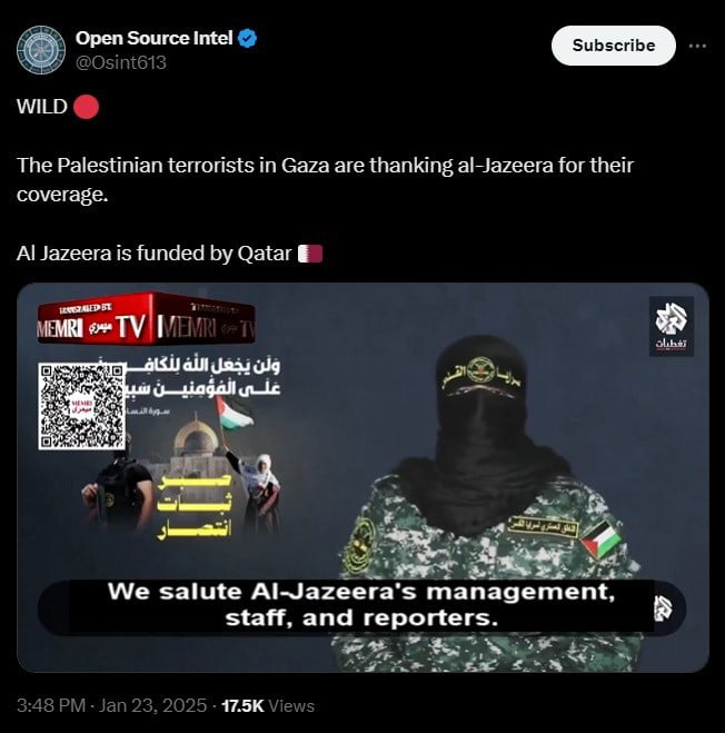 Al-Jazeera is a state owned terr0rist PR organisation. And many in the ...