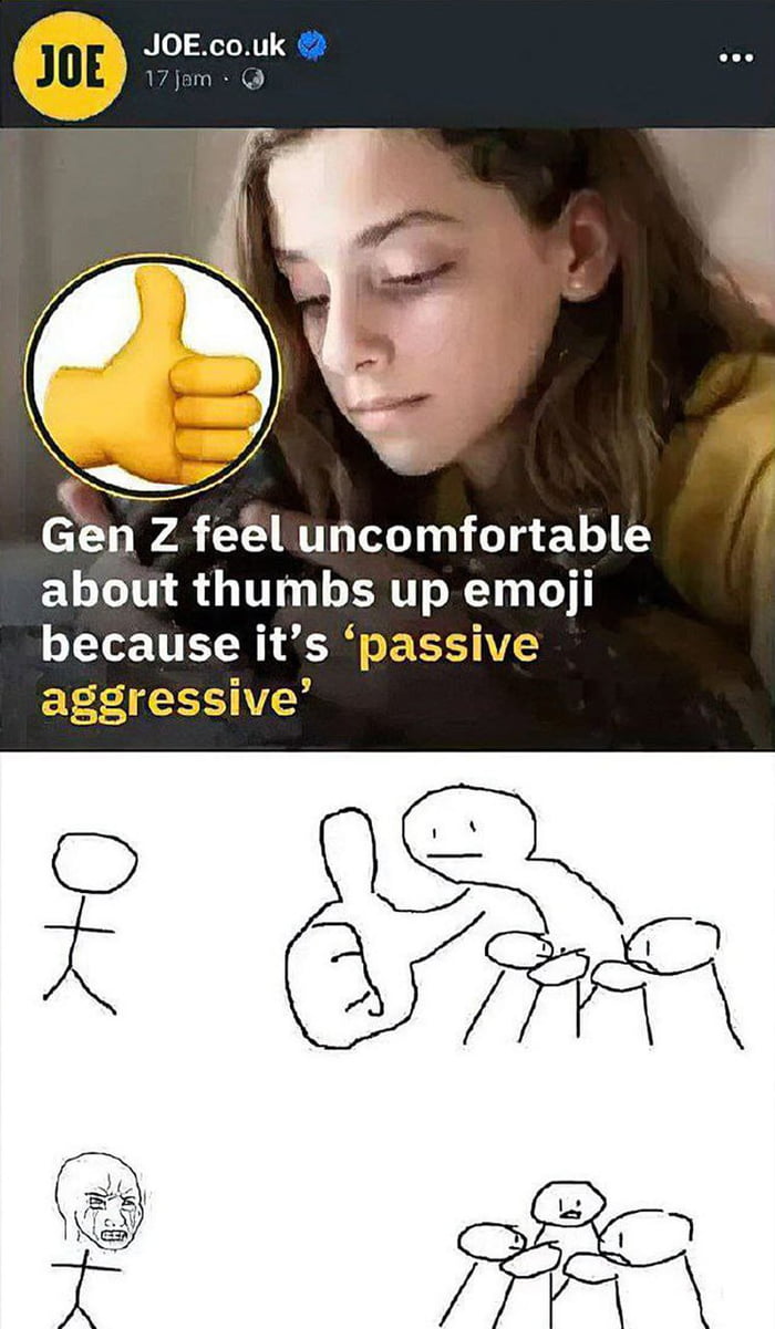 Thumbs up emoji is evil , as said gen Z - 9GAG