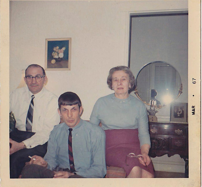 Leonard Nimoy with his parents on his 36th birthday, March 1967. They ...