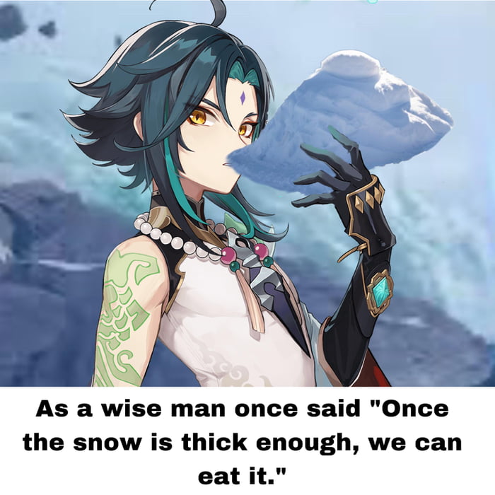 Xiao eats snow - 9GAG