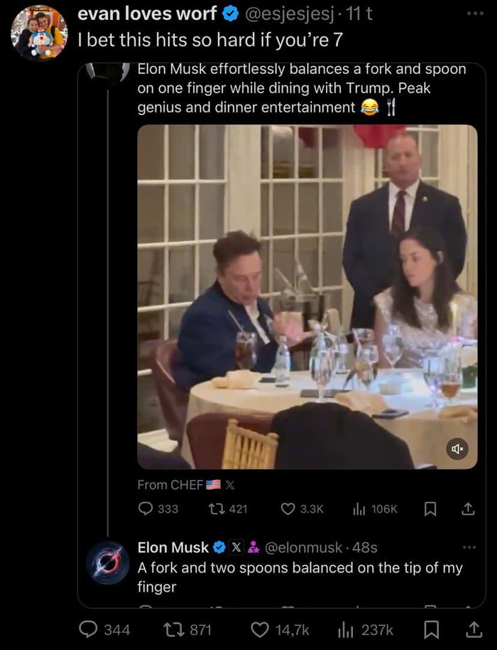 Elon Musk is the child at the adults table - 9GAG