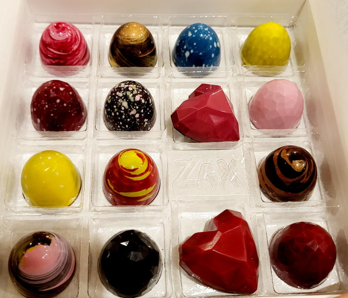 The most beautiful chocolates ever. It is hard to decide if it is food ...