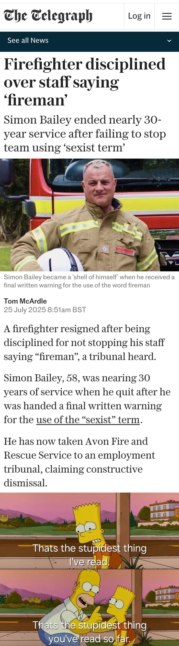 And remember when they complained about firemen being too white and ...