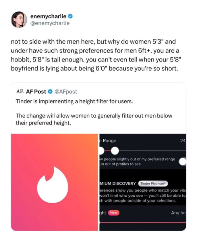 The height debate continues on dating apps - 9GAG