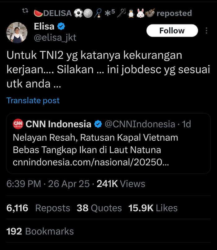 Mana mau mereka. Tanyain sama nelayan, yg bikin ribet dilaut pas lagi nyari ikan siapa ...