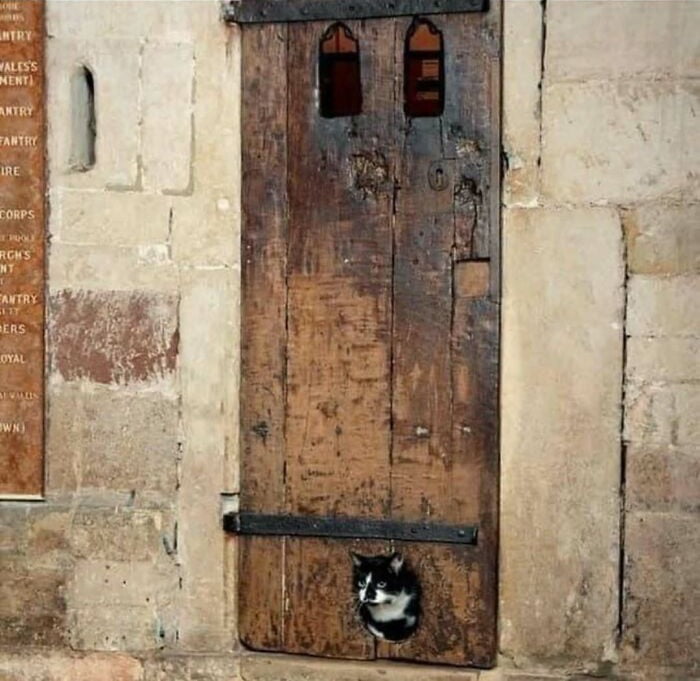 Gentleman, let me present to you the first ever "cat door" from 1598 ...