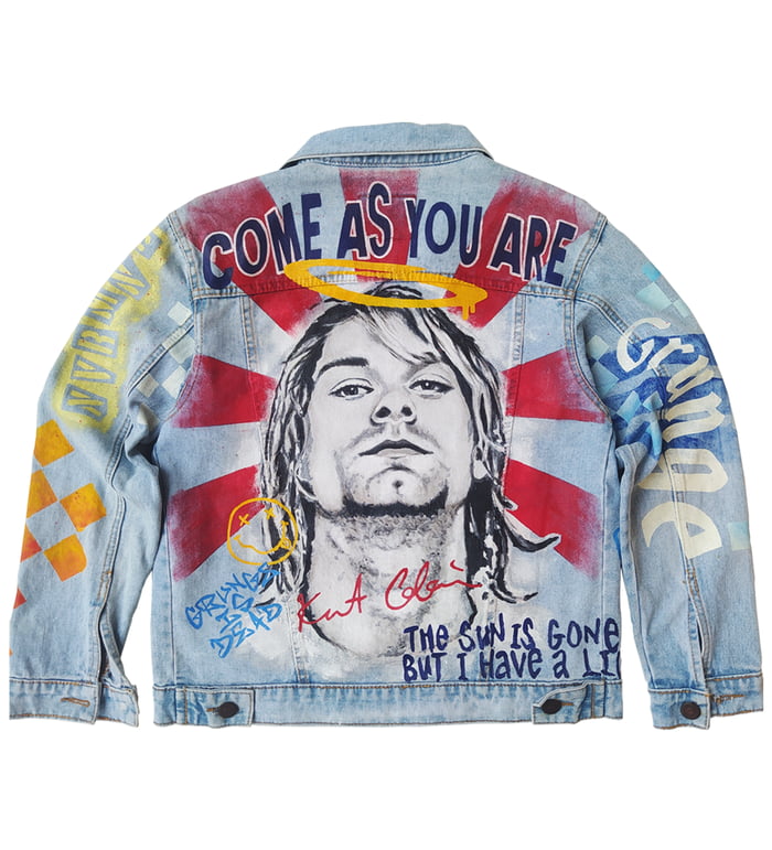 I made this handpainted Kurt Cobain on denim jacket - 9GAG