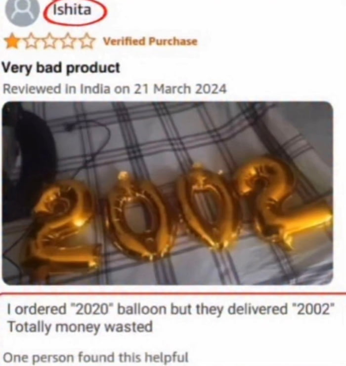Ordered 2020 balloons, got 2002 instead. Totally money wasted - 9GAG