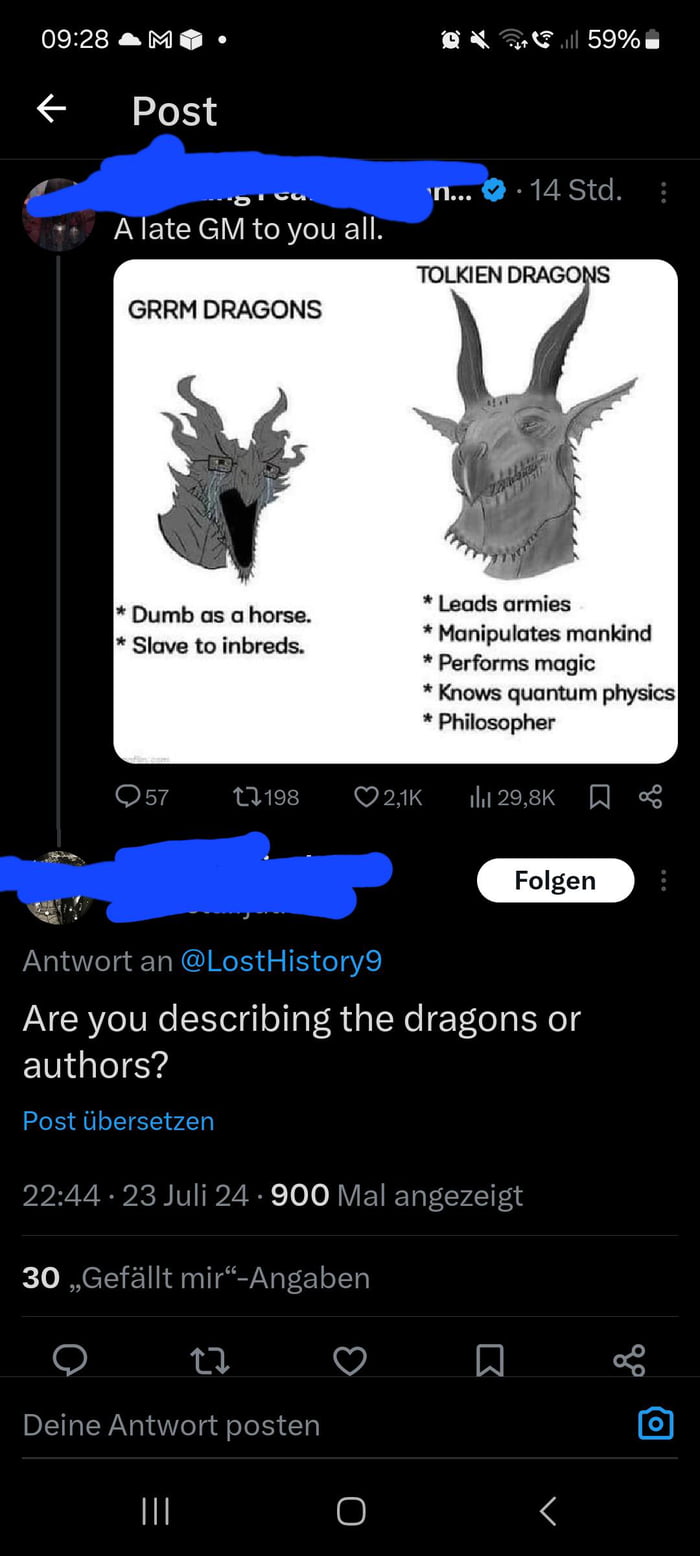 GRRM Dragons vs. Tolkien Dragons - 9GAG