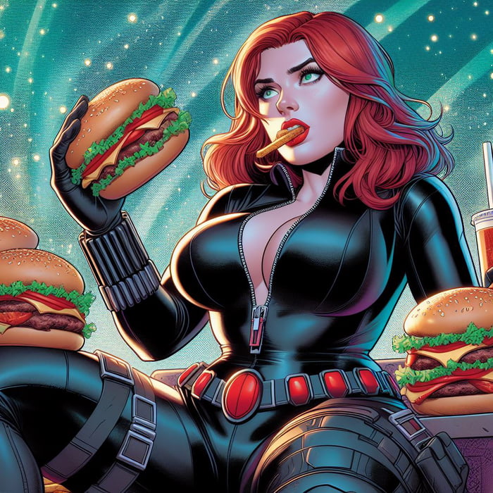 Black Widow loves american food - 9GAG