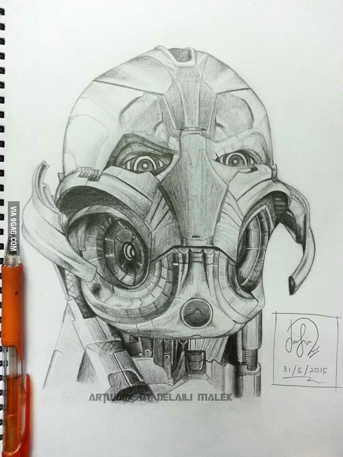 First attempt of realistic drawing of Ultron... - 9GAG