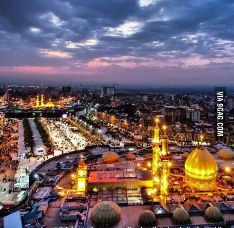 Karbala from above at night, a city in my country Iraq - 9GAG