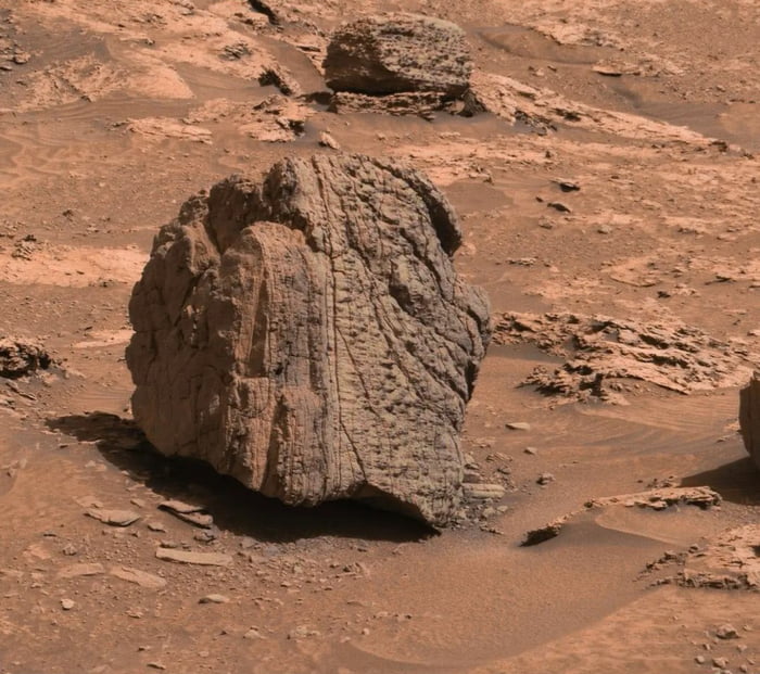 Martian float rock. Imaged by the Curiosity Rover. NASA/JPL-Caltech ...