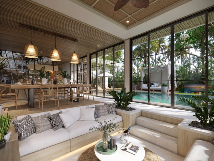 Kitchen / Dining in 'THE ECO' Villa Render Bali - 9GAG