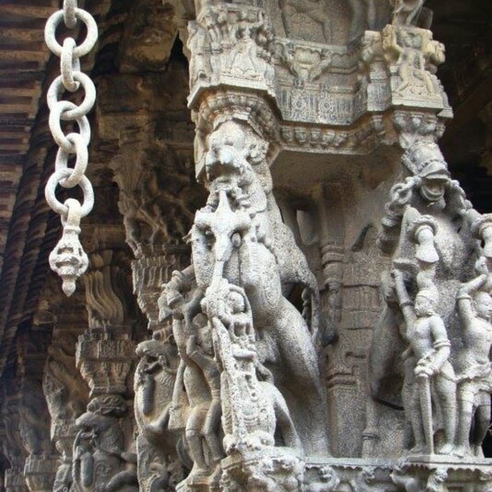 A chain maid up of stone in kanchipuram temple india made around 700 ce ...