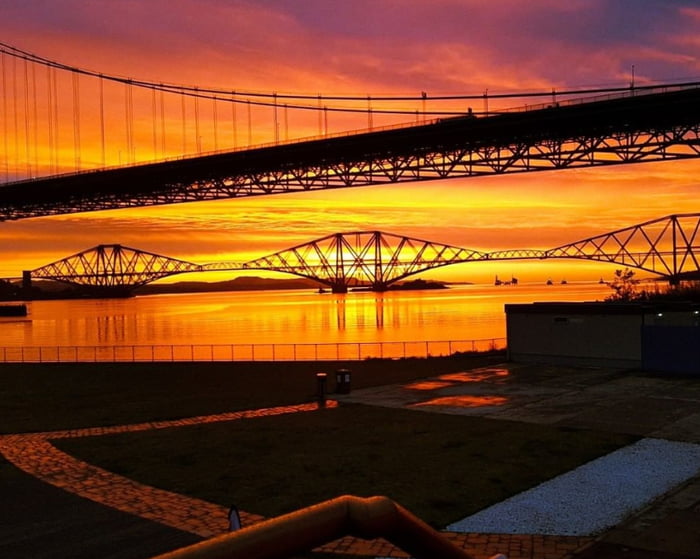 Sunset, Forth Bridges - 9GAG