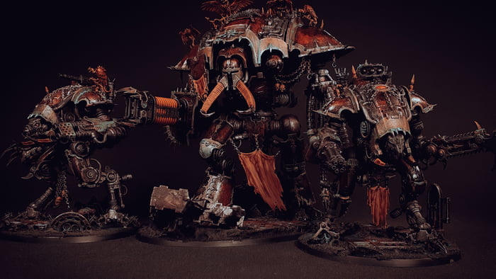 Just finished painting the new Chaos knight army set. Tried to do it in ...