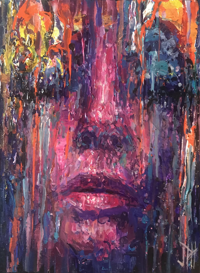 Textured portrait painting I did. - 9GAG