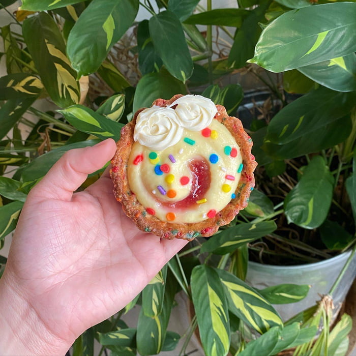 Birthday tartlets, funfetti pate sablee filled with vanilla bean ...