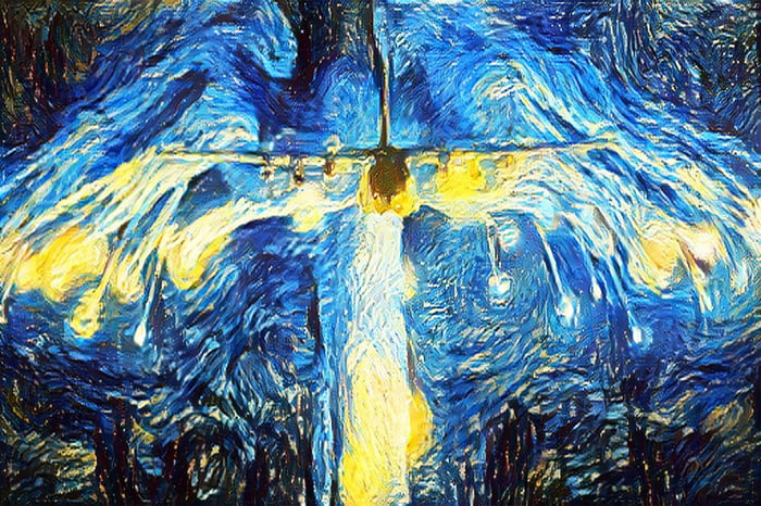 C-130 Angel Starry Night Art! - 9GAG