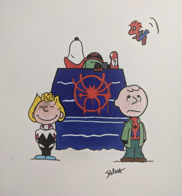 Peanuts + Spiderverse mashup fanart - 9GAG