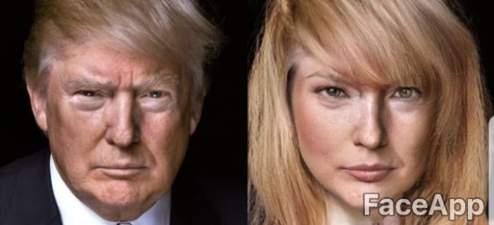 Faceapp Trump as a woman, and you can clearly see that Melania is fake ...