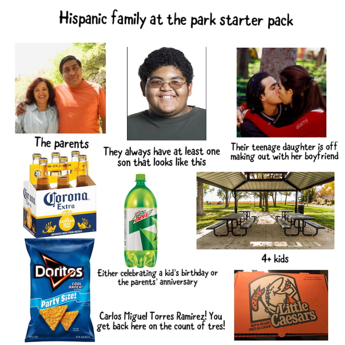Hispanic family at the park starter pack - 9GAG
