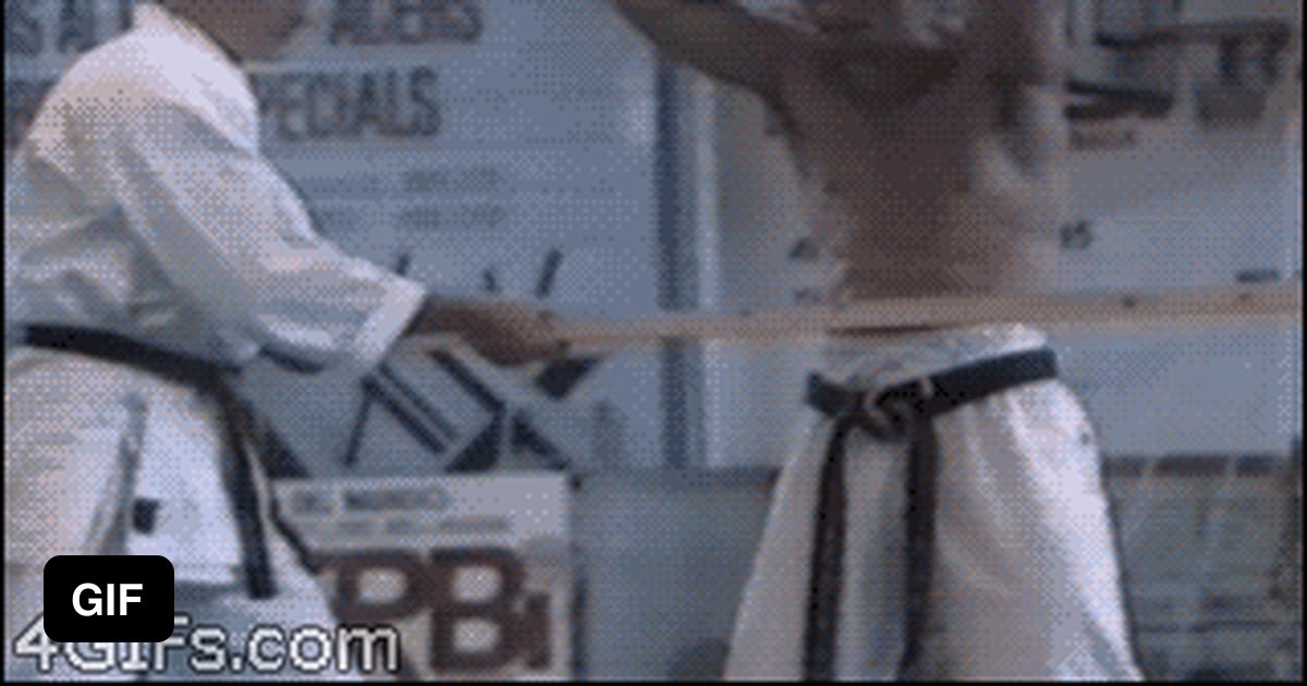 Karate demonstration fail nutshot. - 9GAG