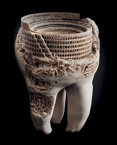 The Roman Colosseum, carved into a real tooth - 9GAG